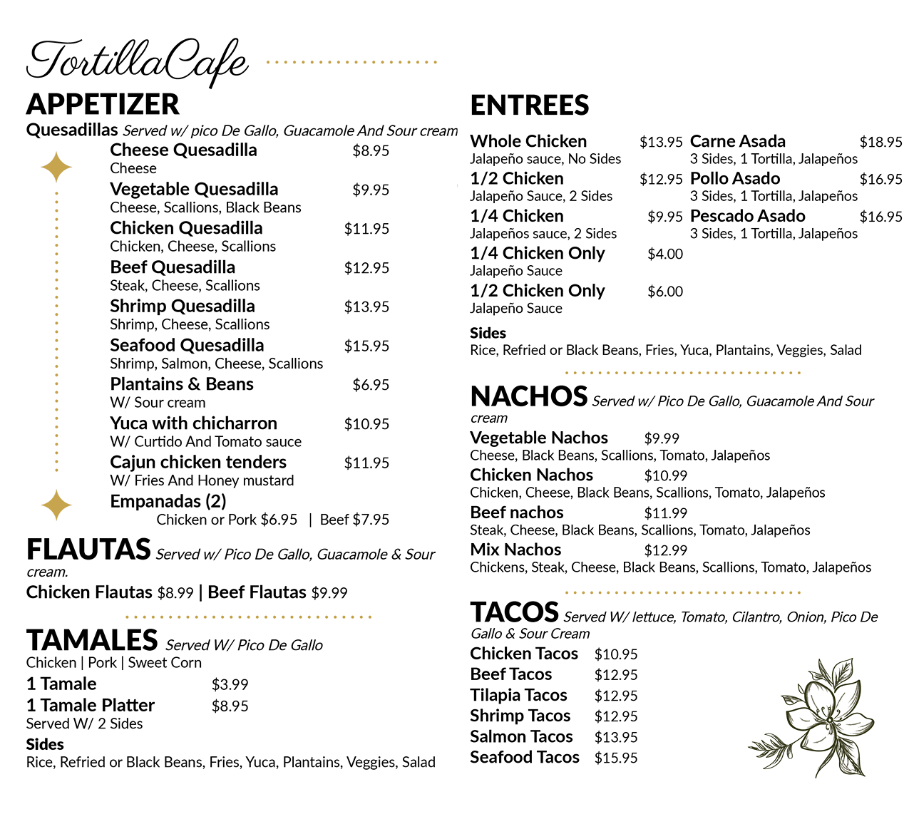 Menu - Tortilla Cafe DC