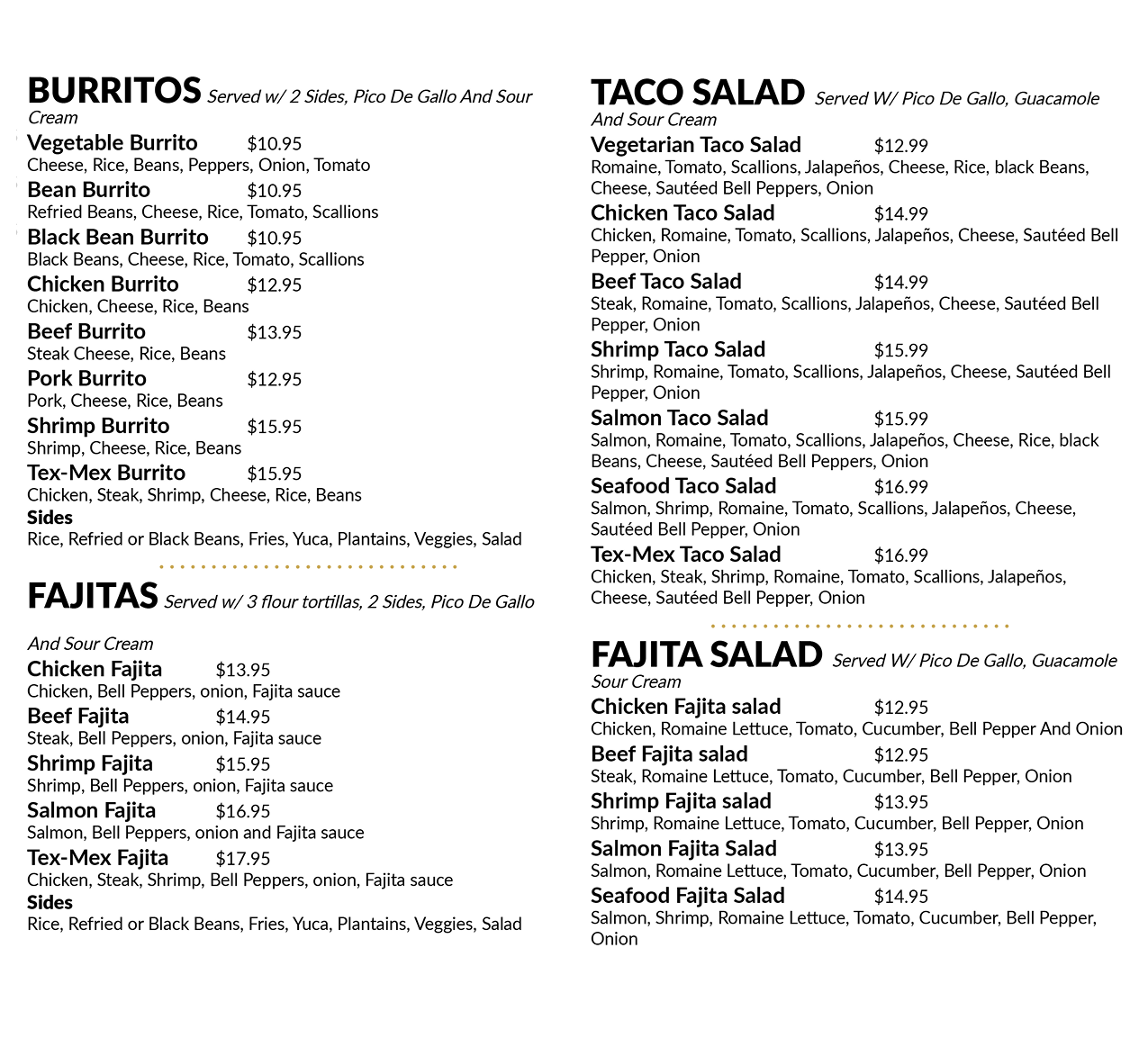 Menu - Tortilla Cafe DC